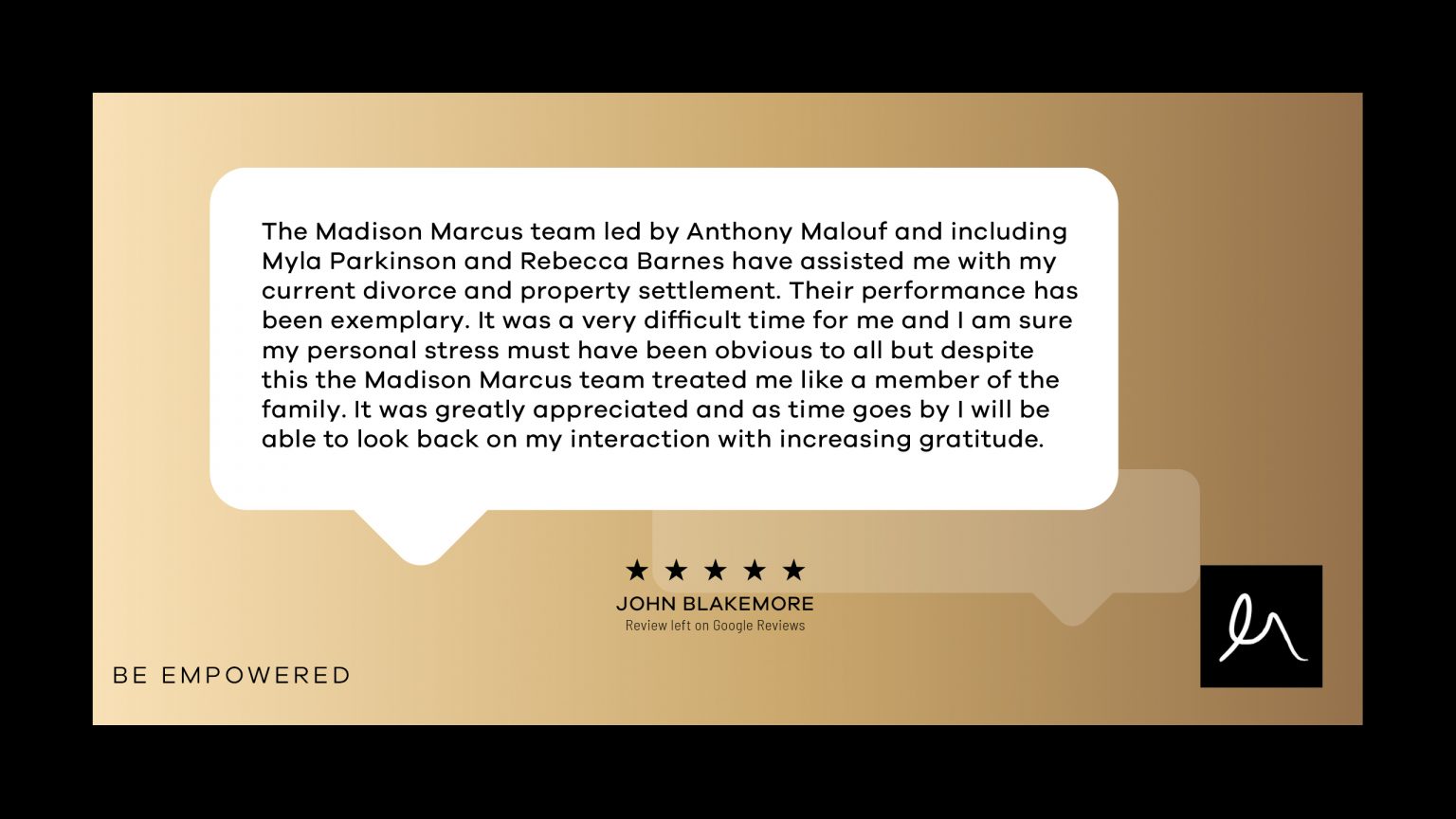 FIVE STARS ★★★★★ - Madison Marcus Law Firm